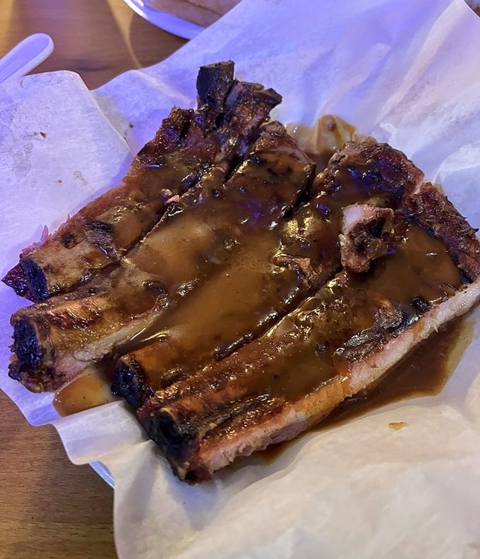 Meat candy for grown-ups: These ribs aren't falling off the bone because they're perfectly cooked—tender yet with just enough chew to remind you what you're eating.