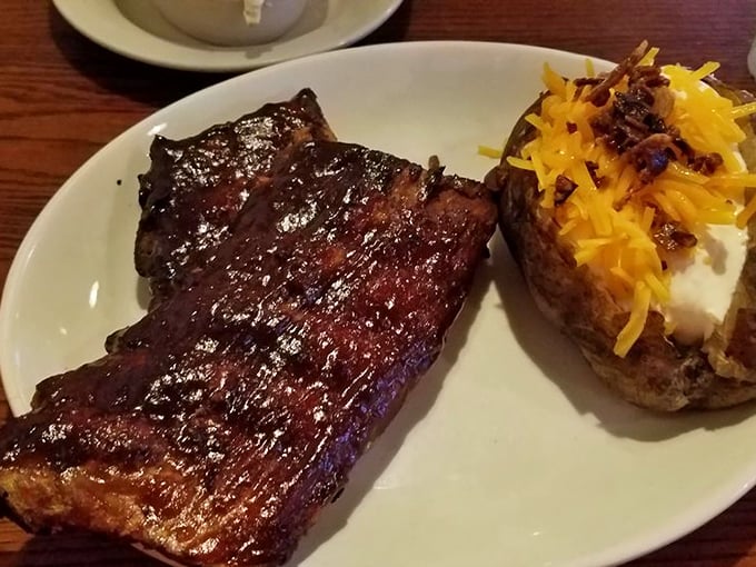 This isn't just ribs and a loaded potato—it's a masterclass in simple perfection, where quality ingredients need little embellishment to shine.