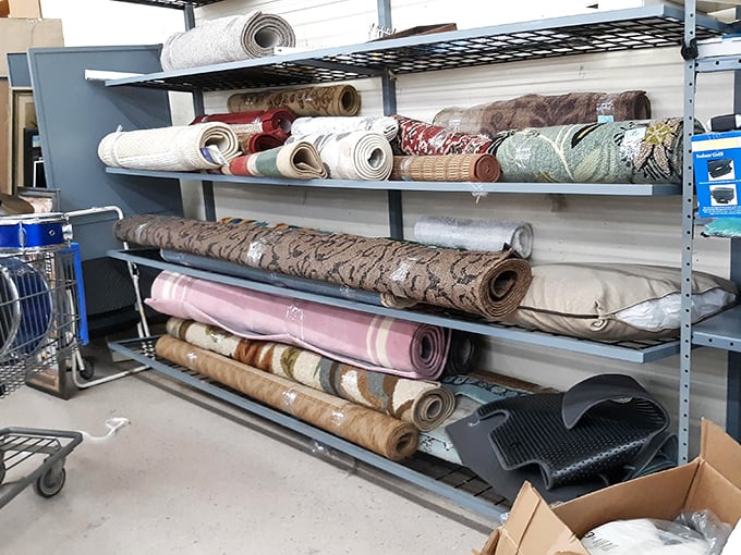 Roll up your sleeves and dive into the carpet section, where Persian dreams and shag nightmares coexist in peaceful harmony.