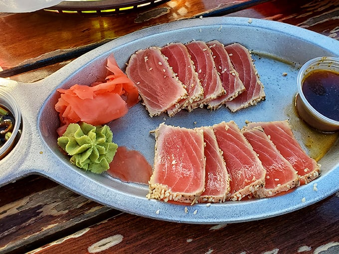 Seared ahi tuna that's ruby-red in the center, sesame-crusted on the outside—proof that perfection doesn't need complicated cooking methods.