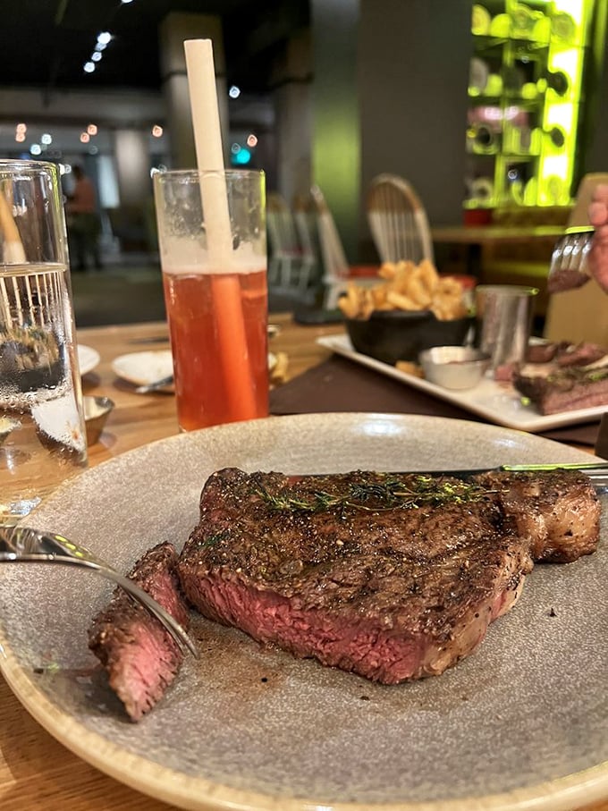 This perfectly seared steak doesn't need a filter—it's the Mona Lisa of meat, mysterious smile included.