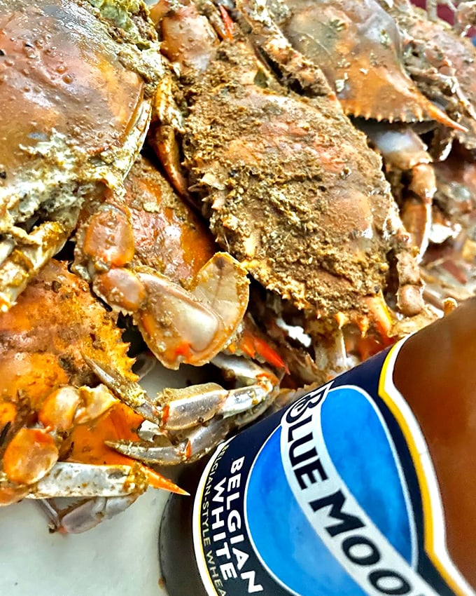 Behold the main event: steamed crabs dusted with that magical Maryland spice blend. Old Bay isn't just seasoning here—it's practically a religion.