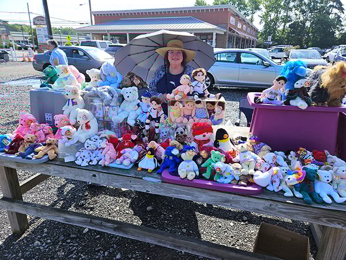 Stuffed animal nirvana! One person's decluttering mission becomes another's chance to adopt a plush army that requires no feeding.