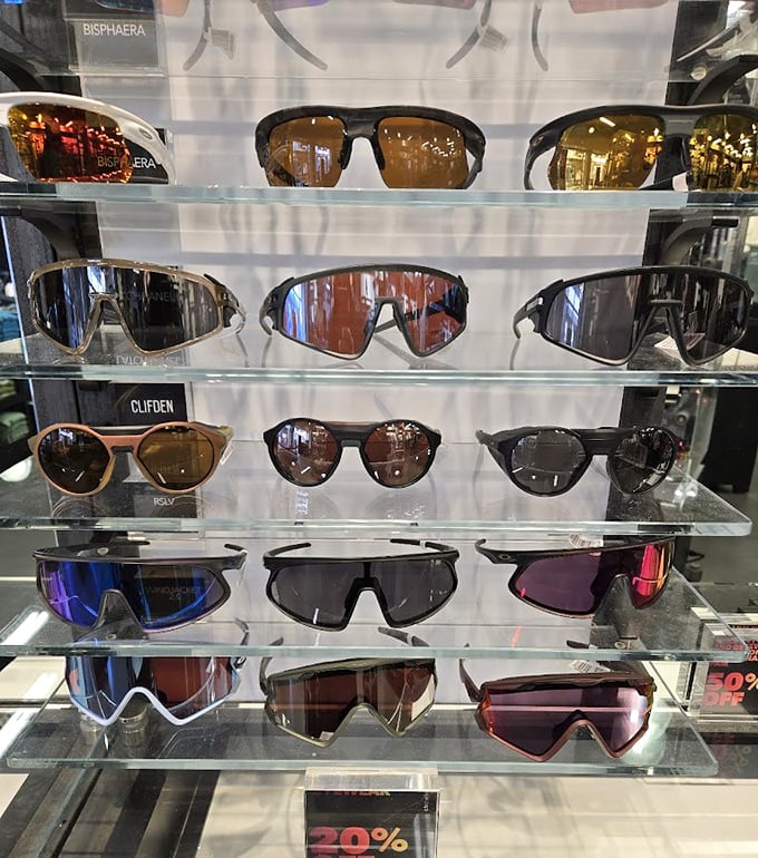 Designer shades at non-designer prices—the optical equivalent of finding a Picasso at a garage sale. Your summer style upgrade awaits behind these glass shelves.