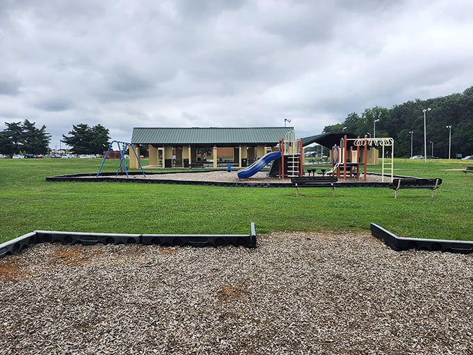 Even the playground equipment in Athens seems to say, "Slow down, relax – your grandkids can burn off energy while you enjoy the shade."