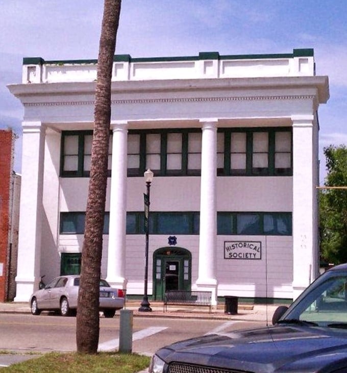 The Taylor County Historical Society building looks like it could have starred in a small-town movie—complete with stately columns and stories waiting to be told.