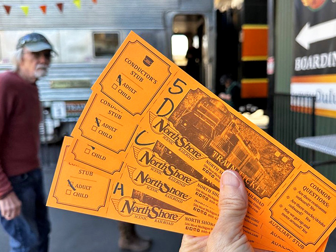 Golden tickets in hand – no chocolate factory, but something equally magical awaits as passengers prepare to board this historic journey.