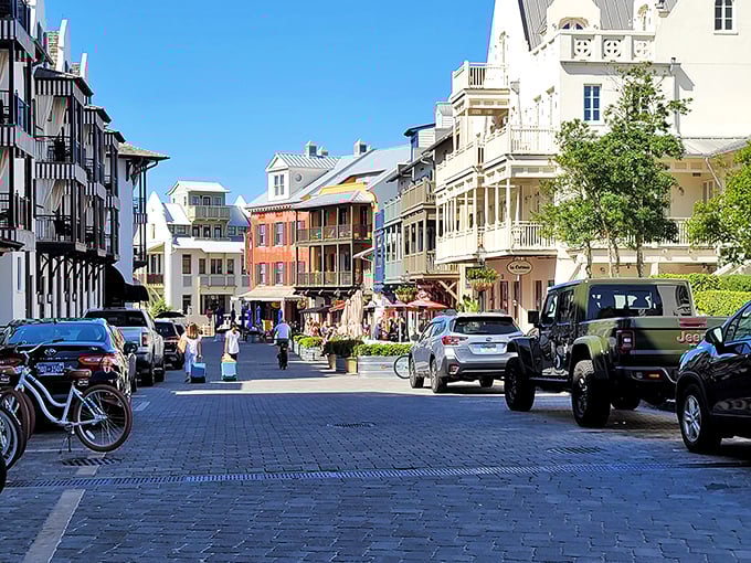 The town center buzzes with activity, where people-watching rivals beach-watching as the day's most rewarding sport.