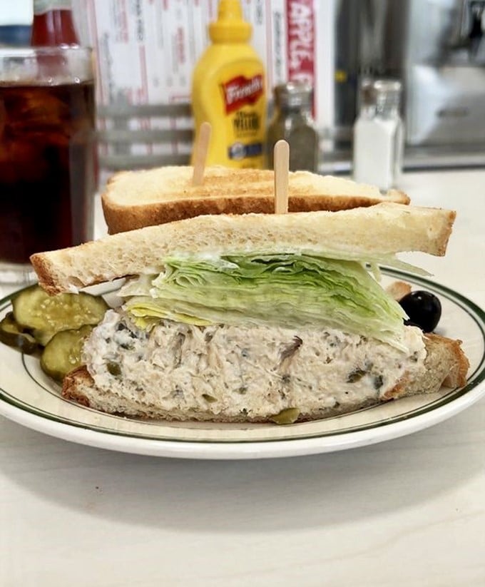 This tuna salad sandwich isn't trying to reinvent the wheel – it's just perfecting it with fresh ingredients and the confidence of a dish that knows exactly what it is.