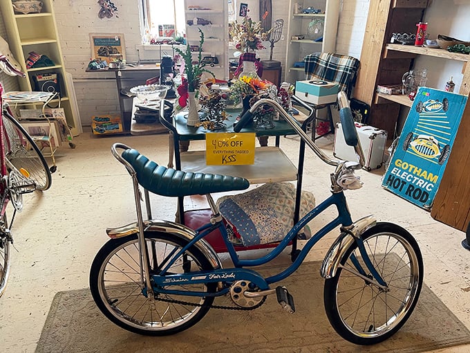 This vintage Schwinn banana-seat bicycle isn't just transportation—it's a time machine straight back to summer afternoons when your biggest worry was making it home for dinner.
