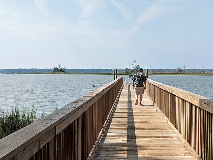 Walking the boardwalk at Machicomoco feels like stepping into a painting—one where you're both the artist and the subject.