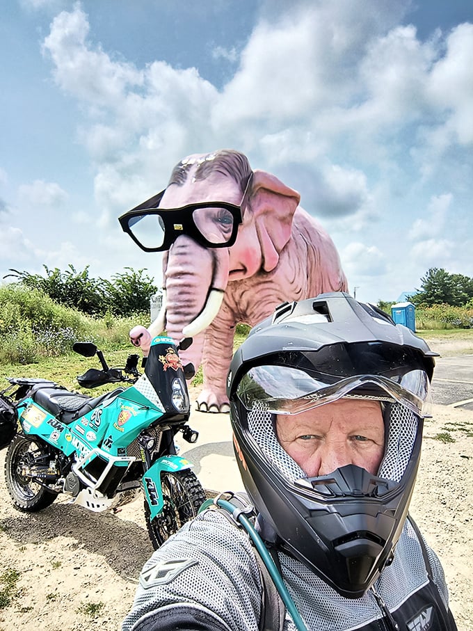 The ultimate road trip selfie spot where motorcycles and mammoths create the perfect Wisconsin photo op.
