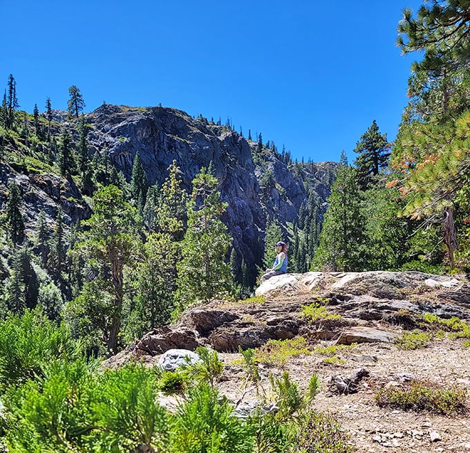 Taking in the vastness of the Sierra from this rocky perch—where the air is so clear, you can practically see next Tuesday.