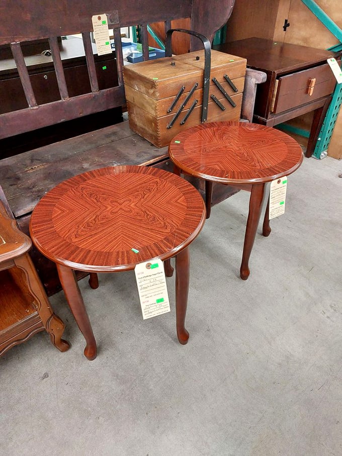 Mid-century modern meets bargain hunter's dream. These matching accent tables are practically begging to display your coffee table books.