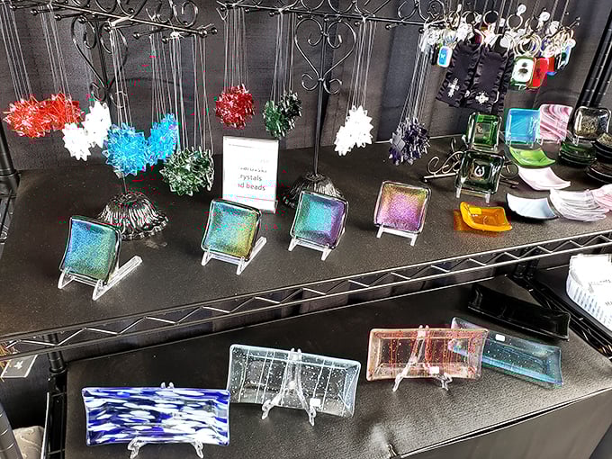 Handcrafted glass treasures catch the light like Arizona sunsets, each iridescent piece transforming ordinary shelves into galleries of affordable art.