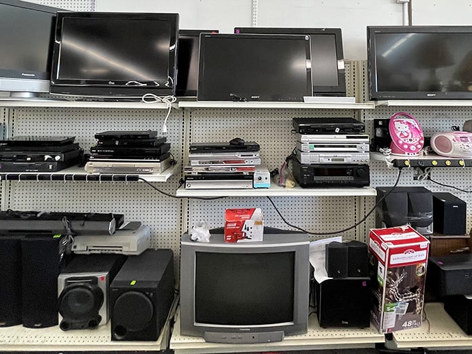 Yesterday's electronics waiting for tomorrow's homes. That vintage TV might just be the retro statement piece your game room never knew it needed.