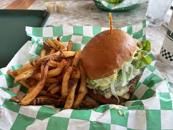 The burger that launched a thousand food pilgrimages. Those hand-cut fries aren't just side characters—they're co-stars in this delicious drama.