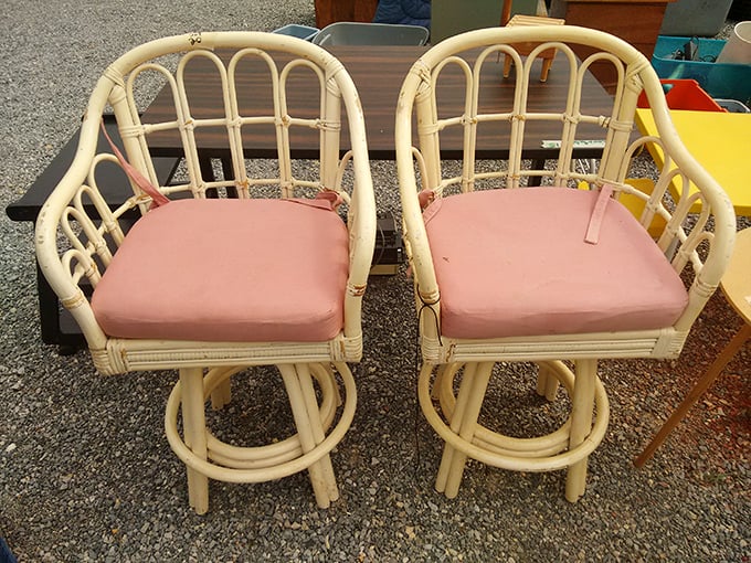 These retro rattan chairs aren't just seating—they're time machines to 1970s Florida sunrooms where your aunt served daiquiris and gossip in equal measure.