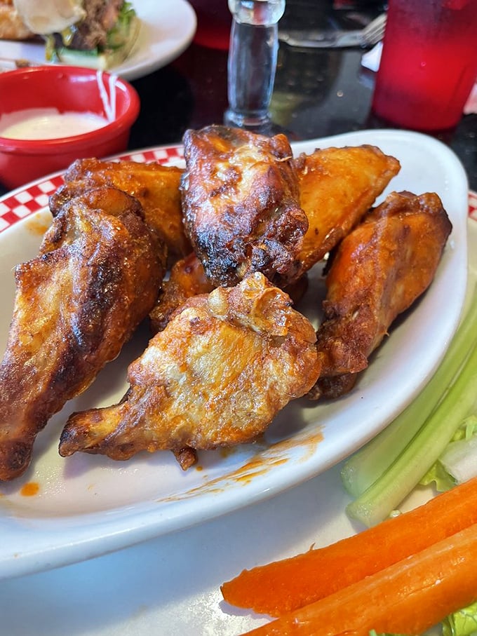 Wings that don't need a sporting event as an excuse. These golden-brown beauties are crispy on the outside, juicy on the inside—life's simple perfection.