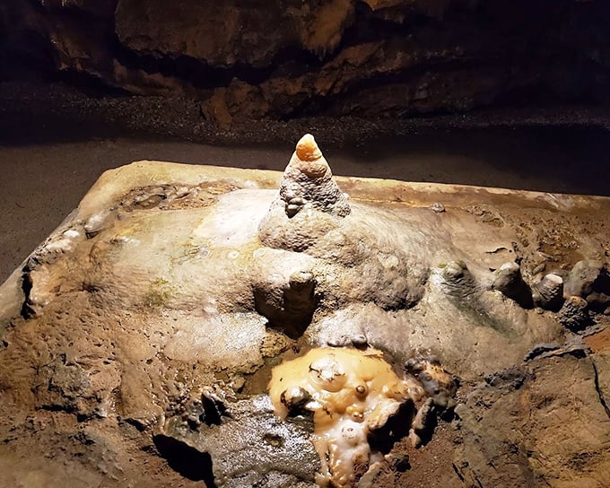 This stalagmite didn't get the memo about retirement – it's been growing upward one drop at a time for thousands of years.