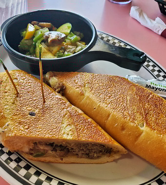 This Cuban sandwich doesn't just satisfy hunger—it settles debates. Perfectly pressed and paired with veggies that actually add something to the conversation.