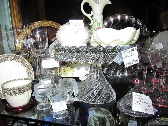 Crystal catches light like diamonds on display. Grandmother's special occasion tableware finds new admirers in this carefully curated collection of delicate treasures.