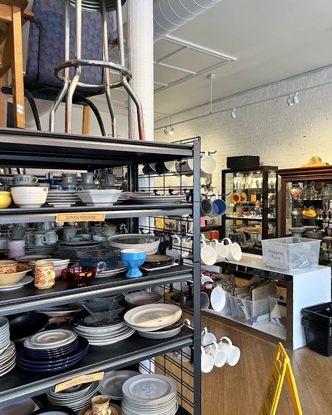 Dinnerware heaven! Enough plates, mugs, and bowls to host a dinner party for everyone you've ever met—and their extended families.