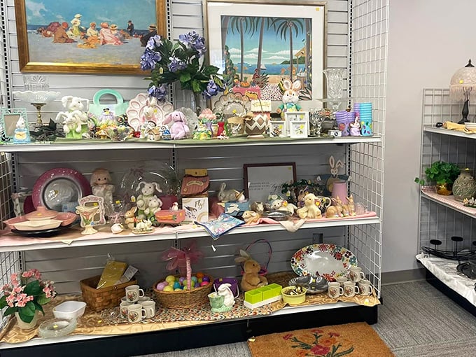 Knickknack nirvana where yesterday's treasures await new homes. That beach painting is practically begging for a margarita.