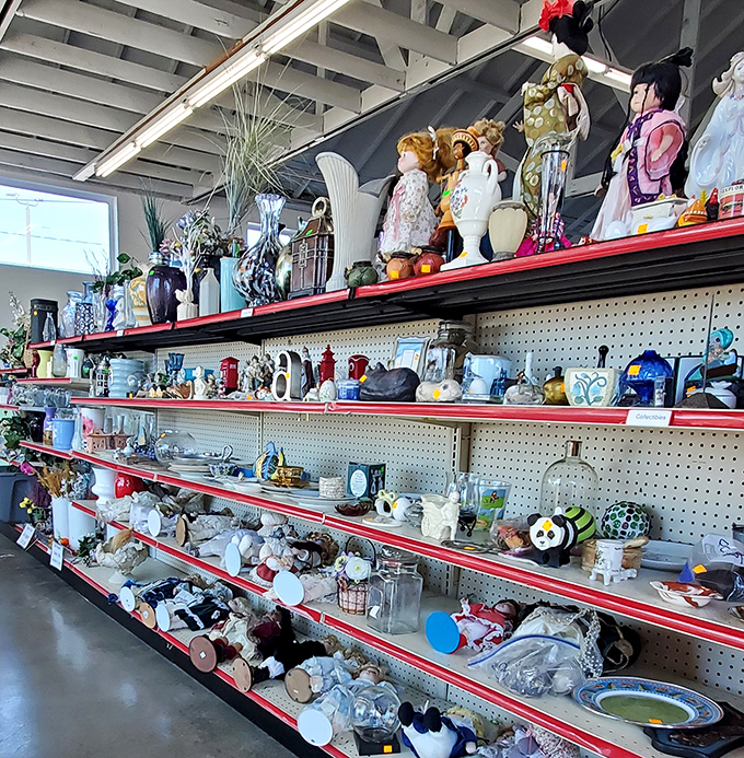 The home décor section: where porcelain figurines, vintage vases, and quirky collectibles gather like guests at the world's most eclectic dinner party.