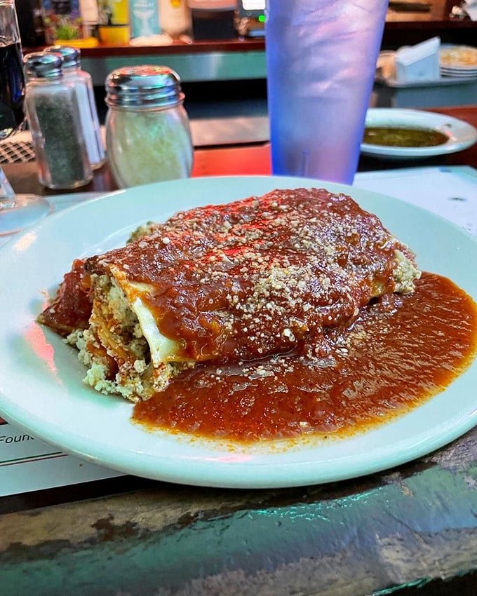 This lasagna isn't just a meal, it's an architectural marvel of pasta, cheese, and sauce that would make any Italian grandmother nod in approval.