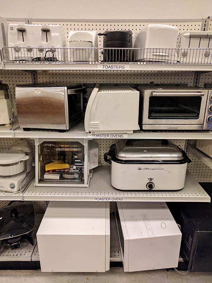 The toaster oven graveyard, where kitchen appliances get their second chance at making your morning bagel perfectly crisp.