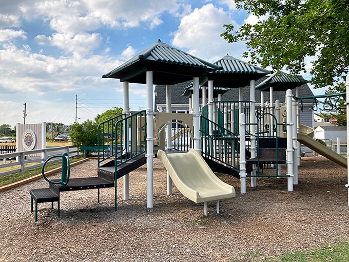 This playground proves that sand castles aren't the only architectural marvels kids can conquer during beach vacations.