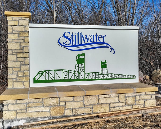 The town's welcome sign features its iconic lift bridge—like wearing your best jewelry for your profile picture, Stillwater knows exactly what makes it special.