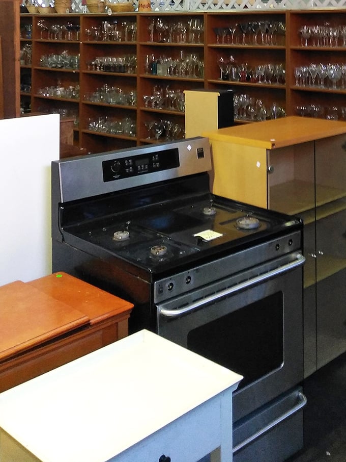 Kitchen appliances stand at attention, ready for their second chance at creating family meals and midnight snacks in a new home.