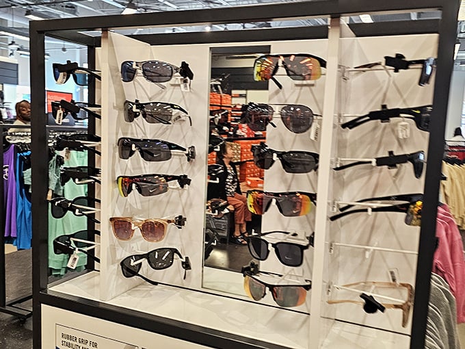 Sunglasses galore! Finding your perfect pair is like dating – you'll try on dozens before meeting "the one" that doesn't make your face look like a potato.