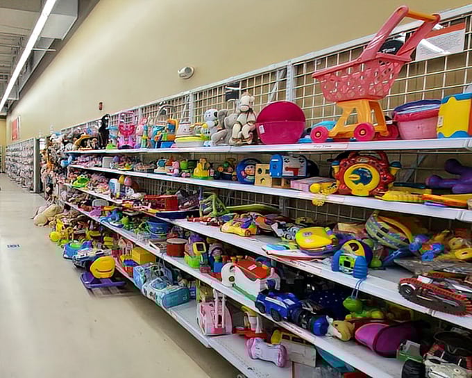 Childhood joy by the shelf-full—this toy aisle contains more imagination fuel than a Pixar writer's room on deadline day.
