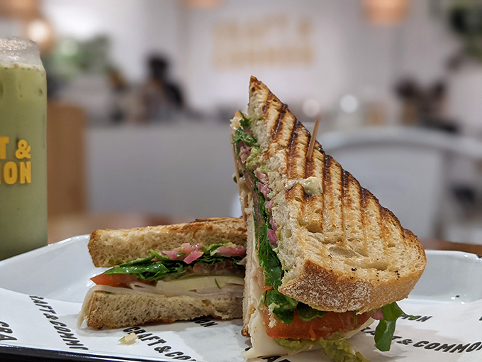 This turkey panini isn't just lunch—it's architecture. Perfectly grilled bread creating that satisfying crunch that makes neighboring tables glance over with envy.