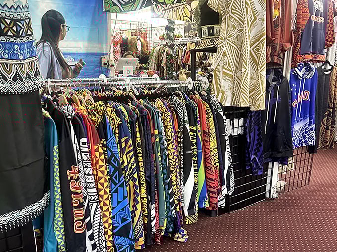 A kaleidoscope of colors and patterns that would make Joseph's technicolor dreamcoat look monochrome—cultural fashion that brings global style to the Nevada desert.