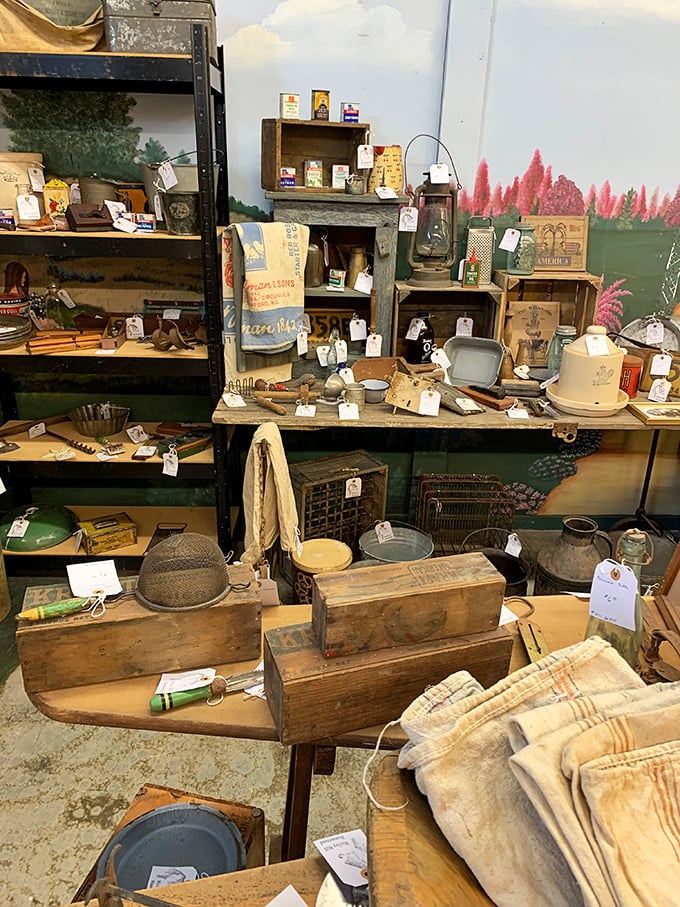 Rustic treasures and farmhouse finds create vignettes of Americana that would make Martha Stewart reach for her wallet.