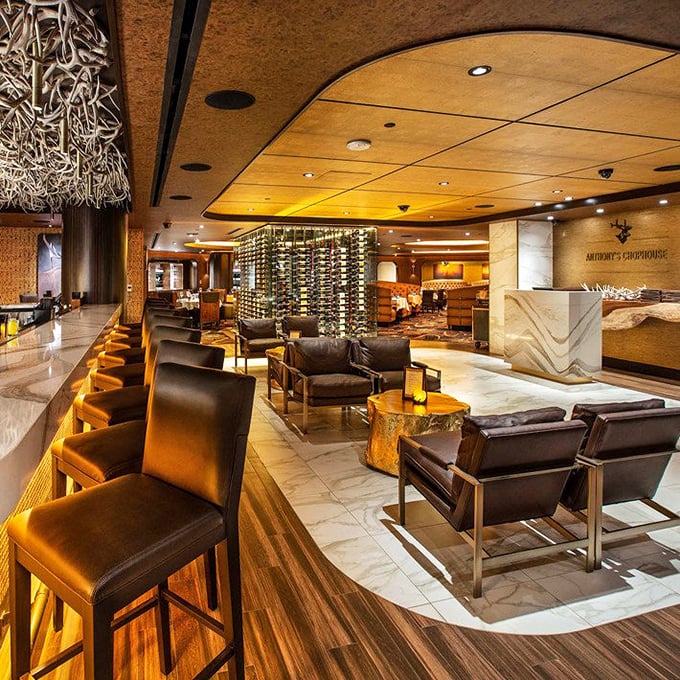 Anthony's Chophouse's luxurious lounge area makes waiting for your seafood feel like a perk, not a punishment.