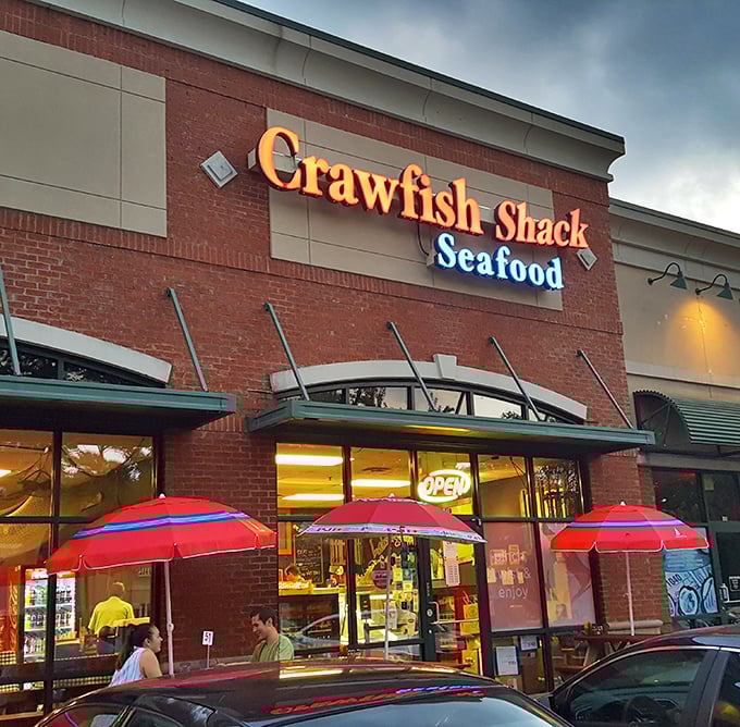 The bold red and blue lettering practically shouts "crawfish season!" from this Buford Highway treasure's storefront entrance.