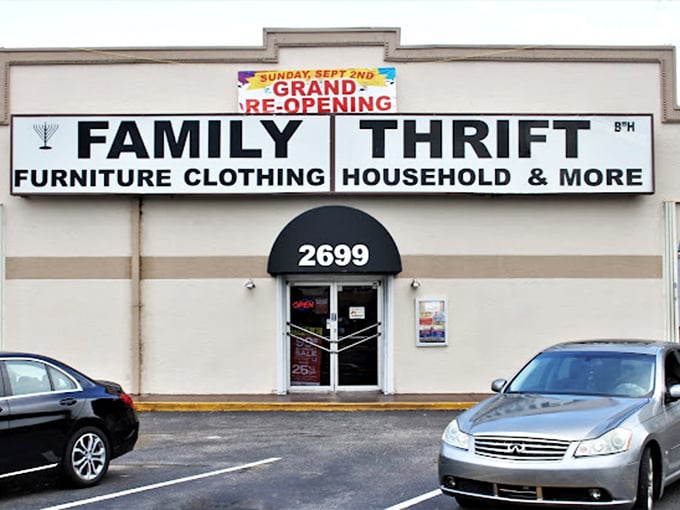 Family Thrift's straightforward approach appeals to practical shoppers seeking furniture, clothing, household goods and delightful surprises within.