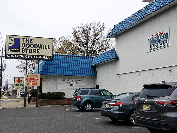 That distinctive blue roof is like a beacon calling thrifters home to discover what treasures arrived this week.