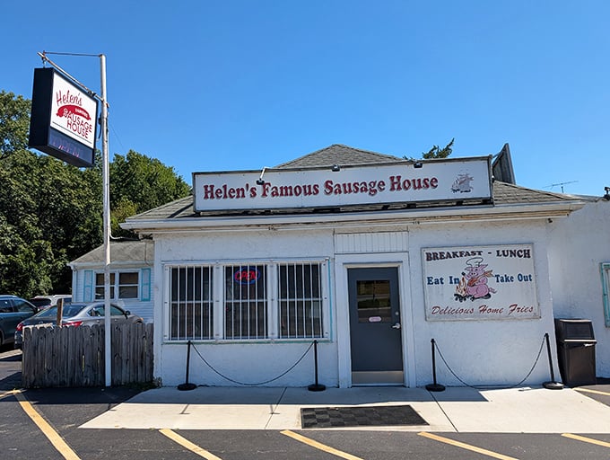 Don't judge this book by its cover - the best sausage stories happen behind simple doors.