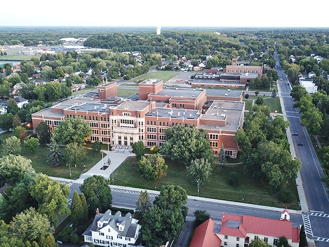 Downtown Hibbing from above—where Paul Bunyan would shop if he needed to stretch his retirement dollars!
