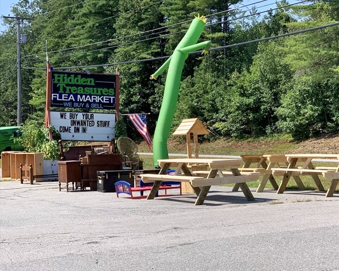 Look for the giant green wiggle man! He's not just dancing with excitement—he's signaling the location of hidden treasures within.