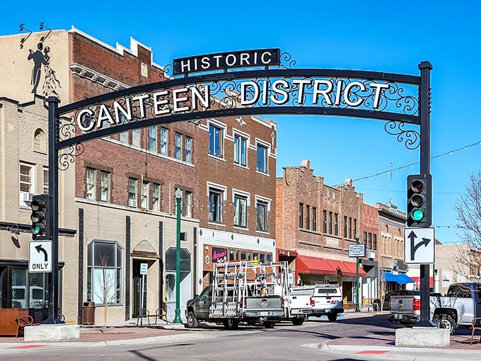 Historic charm shines through every brick building along this bustling main street.