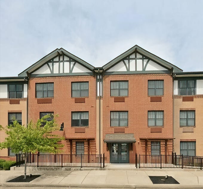 St. William's welcoming entrance with covered drop-off area – because nobody enjoys a rainy arrival!