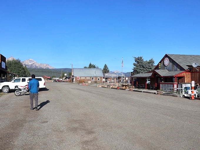 Stanley's tiny downtown sits dwarfed by the mighty Sawtooth Mountains – nature showing off at its finest.