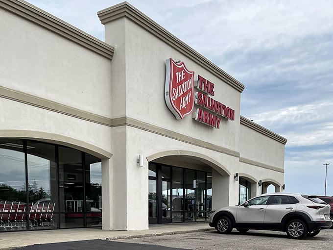 The Salvation Army's impressive Kentwood storefront suggests serious thrift shopping awaits inside those glass doors.